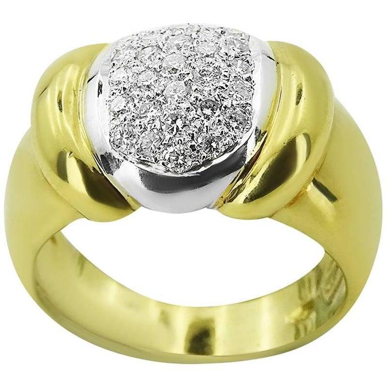 Yellow Gold Chunky with Brilliant Cut 0.55 ct Diamonds Ring For Sale at ...