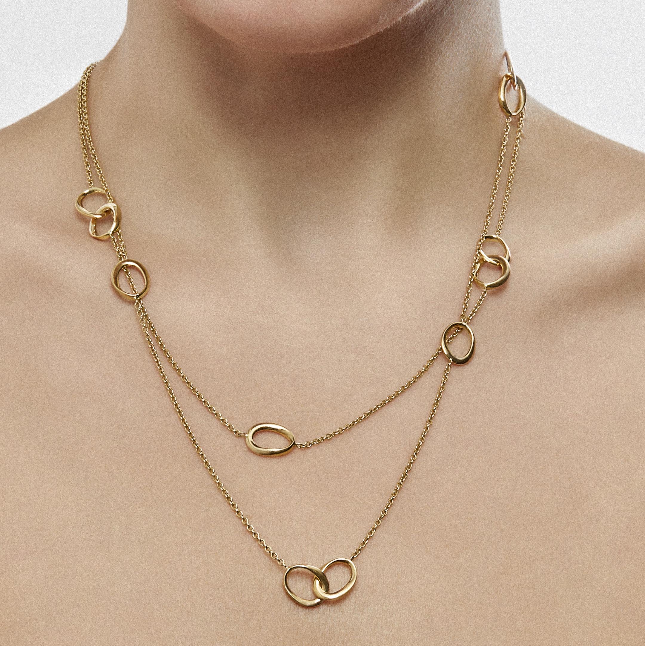 Yellow Gold Circular Link Chain Necklace For Sale at 1stDibs