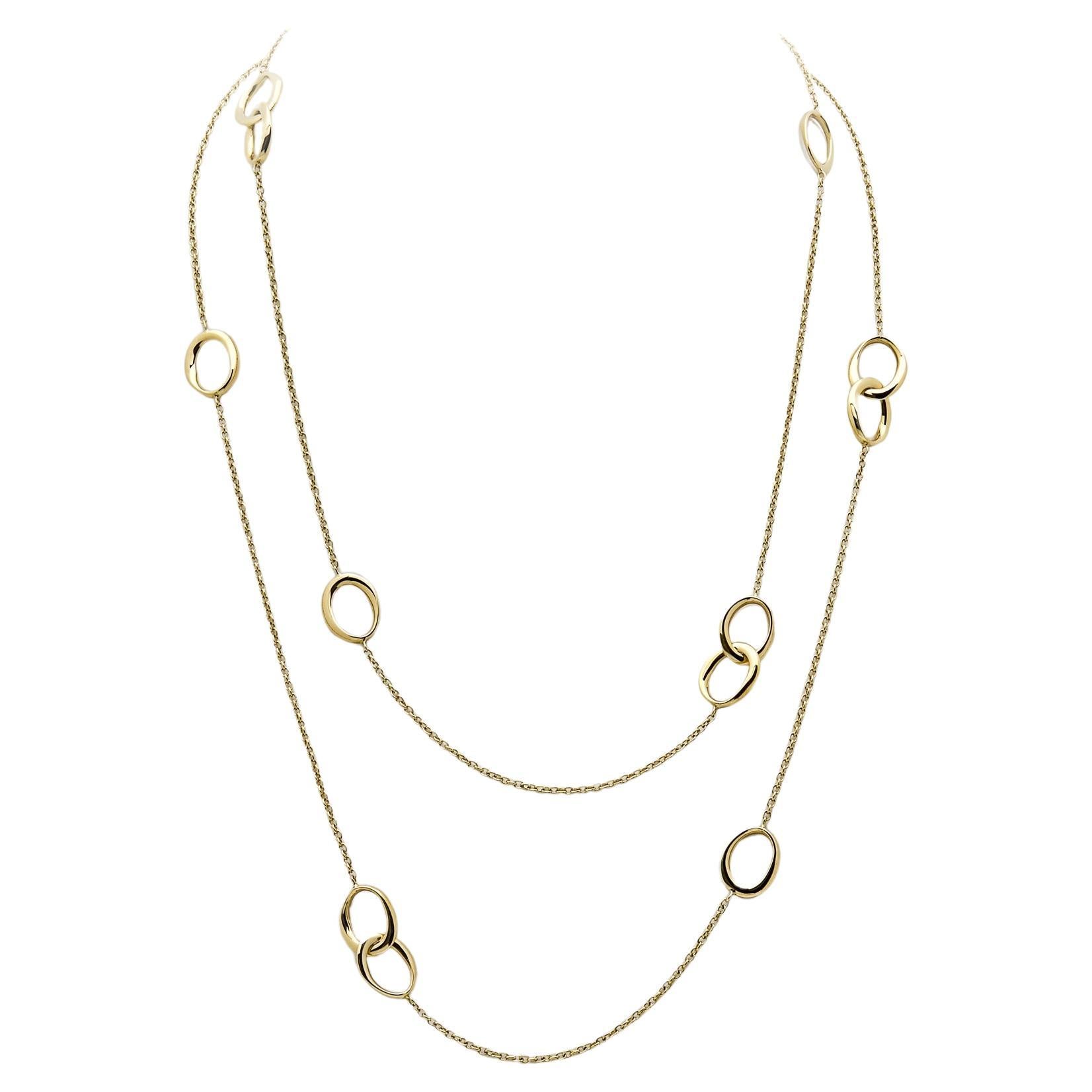 Yellow Gold Circular Link Chain Necklace For Sale at 1stDibs
