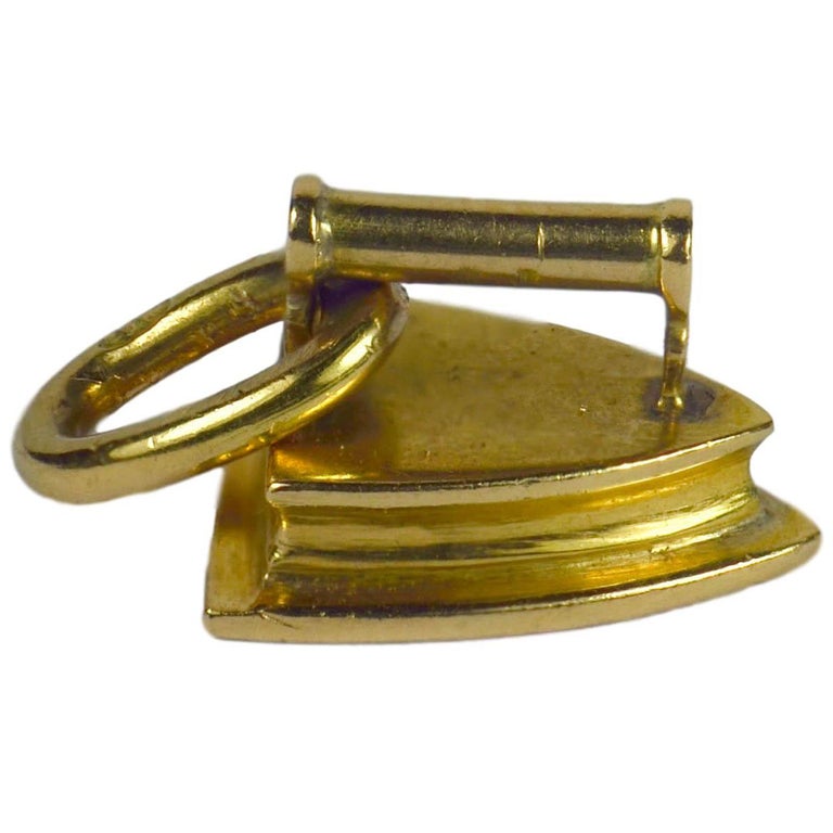 Yellow Gold Clothes Ironing Flat Iron Charm Pendant at 1stDibs