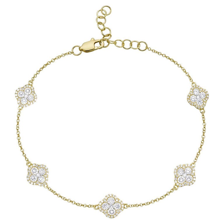 Yellow Gold Clover Link Bracelet For Sale at 1stDibs