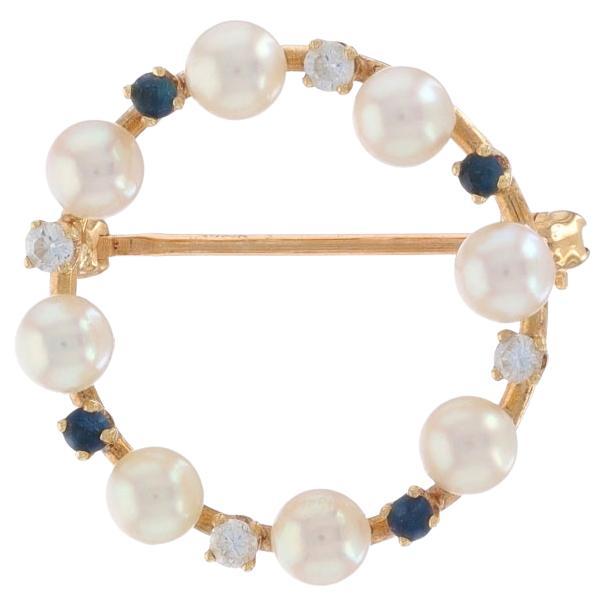 Karbra 1963 14K Yellow Gold Diamond Cultured Pearl Flower Brooch at ...