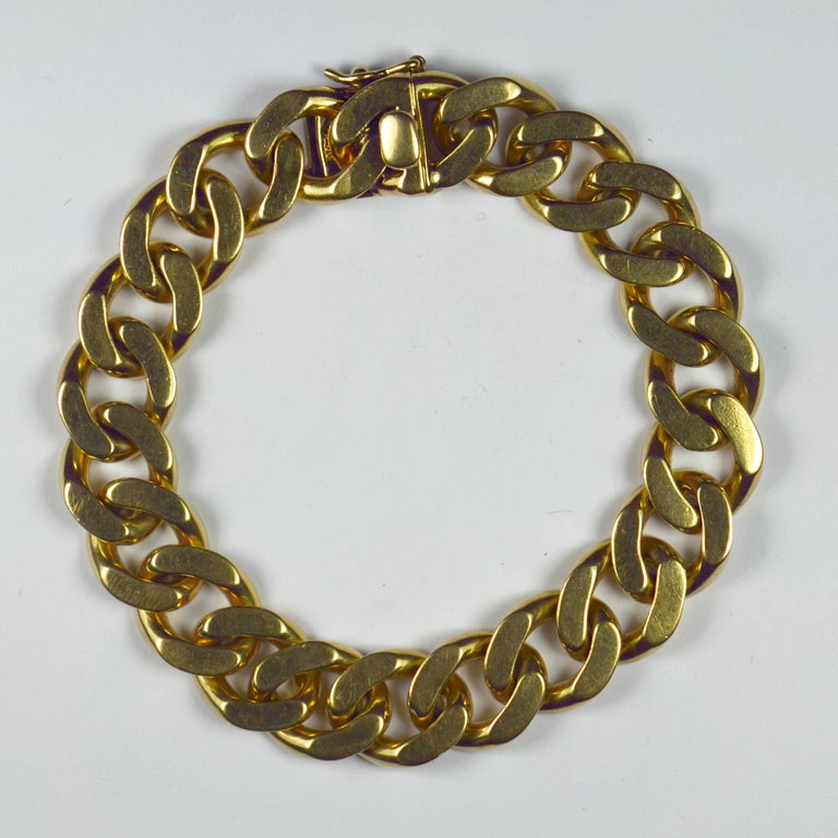 Yellow Gold Curb Link Chain Bracelet at 1stDibs