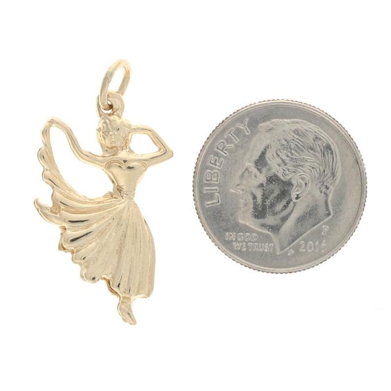 Yellow Gold Dancing Woman Charm, 14k Ballroom Dancer For Sale at 1stDibs
