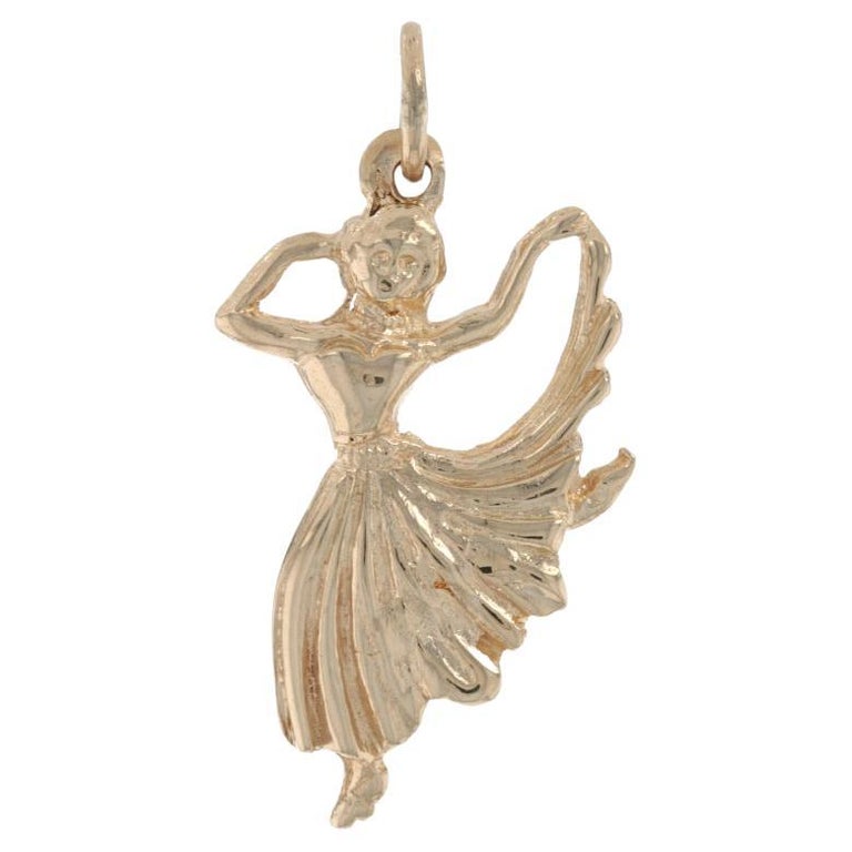 Yellow Gold Dancing Woman Charm, 14k Ballroom Dancer For Sale at 1stDibs