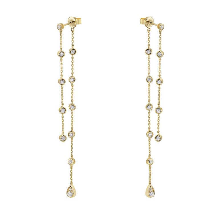 Yellow Gold Dangle Diamond by The Yard Earrings For Sale at 1stDibs