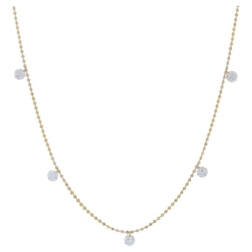 Yellow Gold Dashing Diamonds Necklace -14k Round .50ctw Bead Chain ...