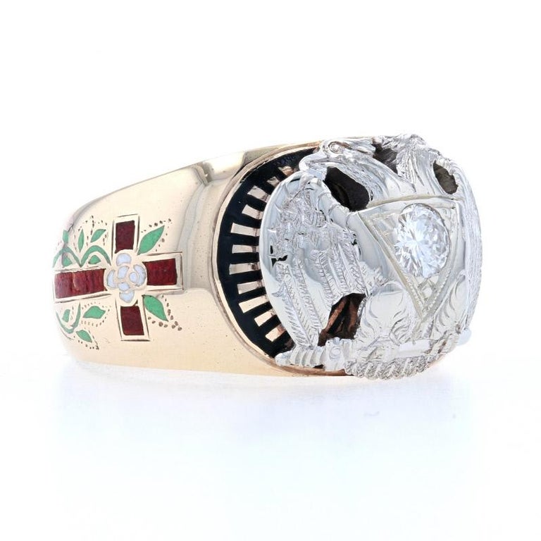 Yellow Gold Diamond 32nd Degree Scottish Rite Masonic Ring, 14k .30ct ...