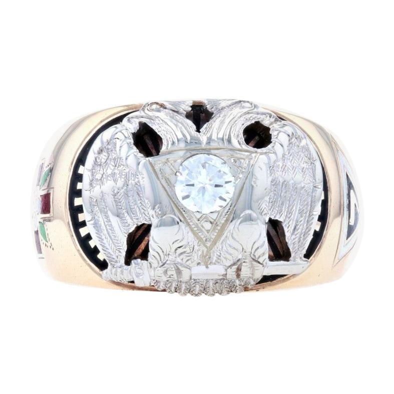 Yellow Gold Diamond 32nd Degree Scottish Rite Masonic Ring, 14k .30ct ...