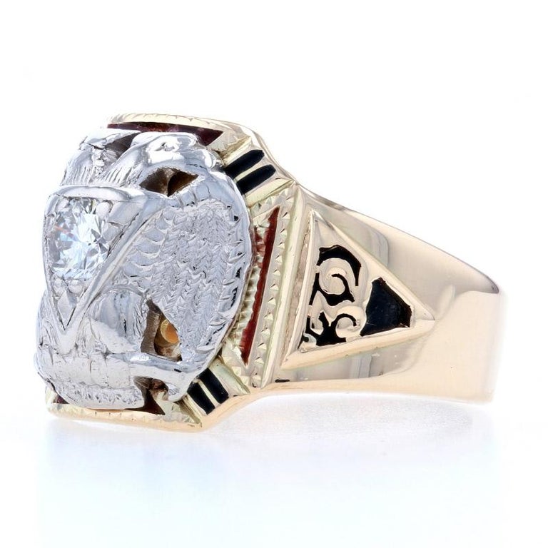 Yellow Gold Diamond 32nd Degree Scottish Rite Ring, 14k and Palladium ...