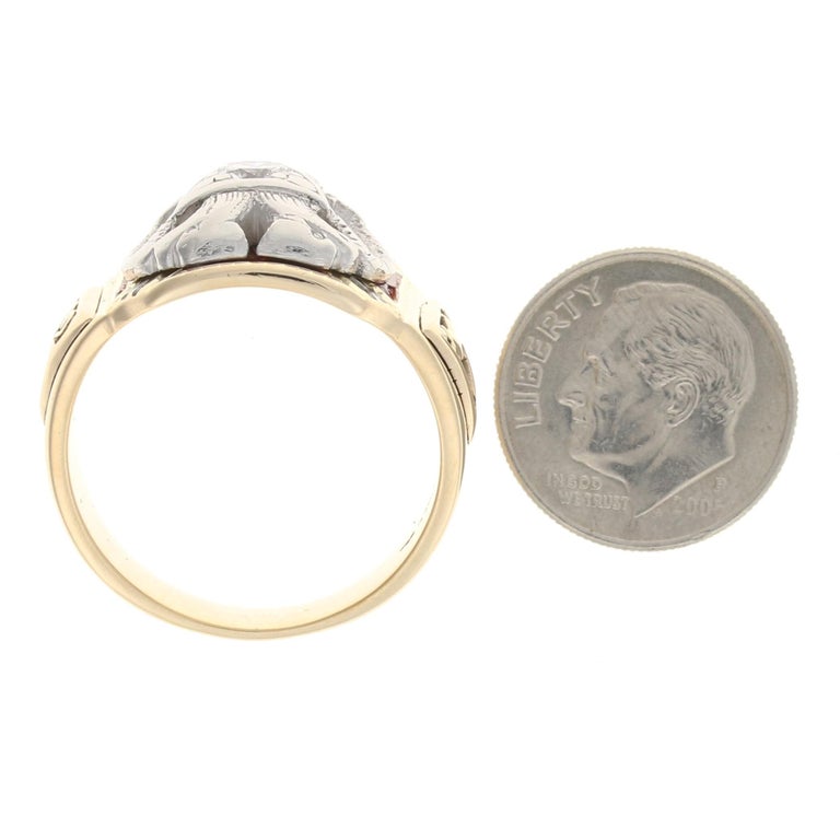 Yellow Gold Diamond 32nd Degree Scottish Rite Ring, 14k and Palladium ...