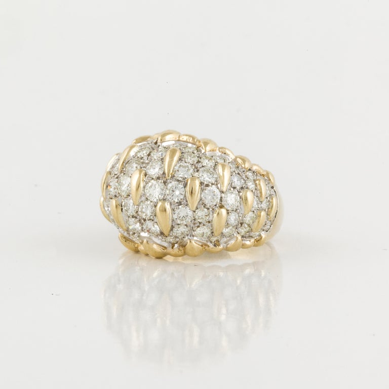 Diamond Bombay Dome Ring in 18K Yellow Gold For Sale at 1stDibs