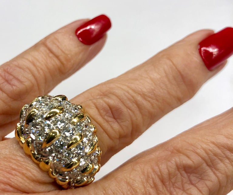 Diamond Bombay Dome Ring in 18K Yellow Gold For Sale at 1stDibs