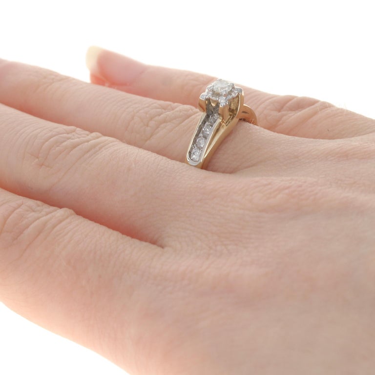 Yellow Gold Diamond Bypass Engagement Ring, 10k Round Brilliant Cut ...