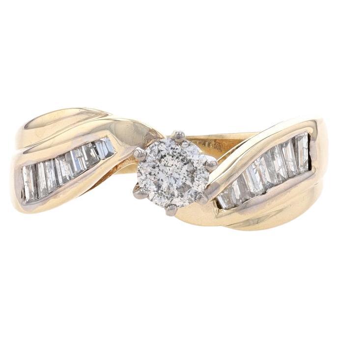 Yellow Gold Diamond Bypass Engagement Ring - 14k Round Brilliant 1 ...