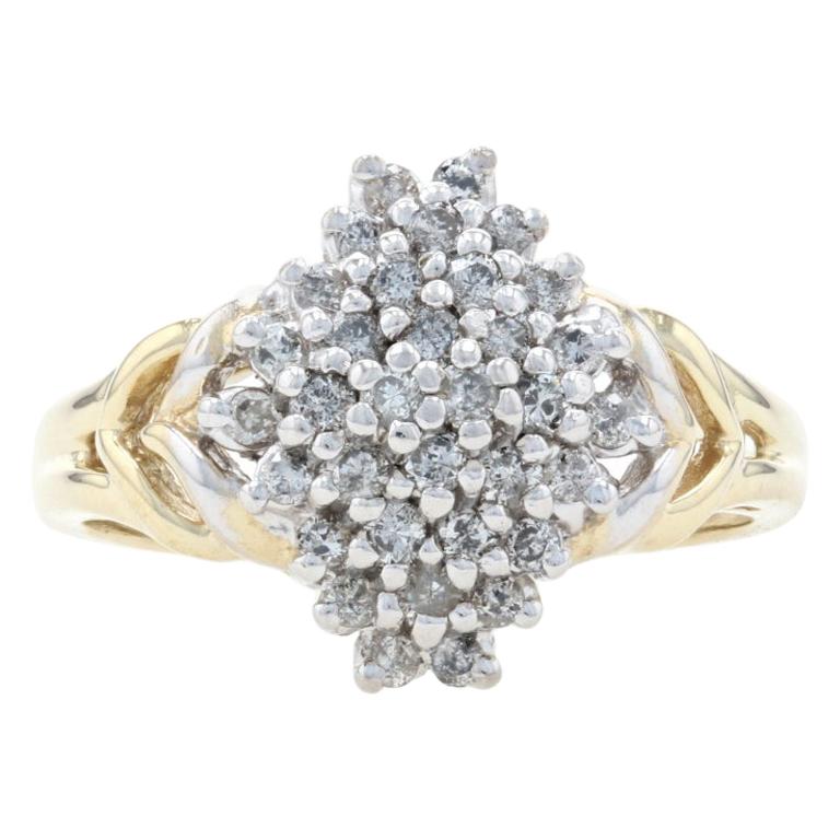 Customizable Yellow Gold Diamond Cluster Cocktail Ring, 10k Round ...