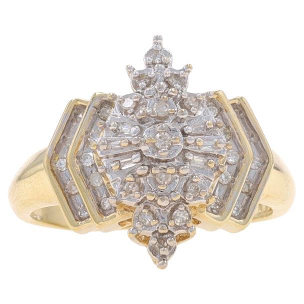 Yellow Gold Diamond Cluster Ring - 10k Single Cut .10ctw Scallop For ...