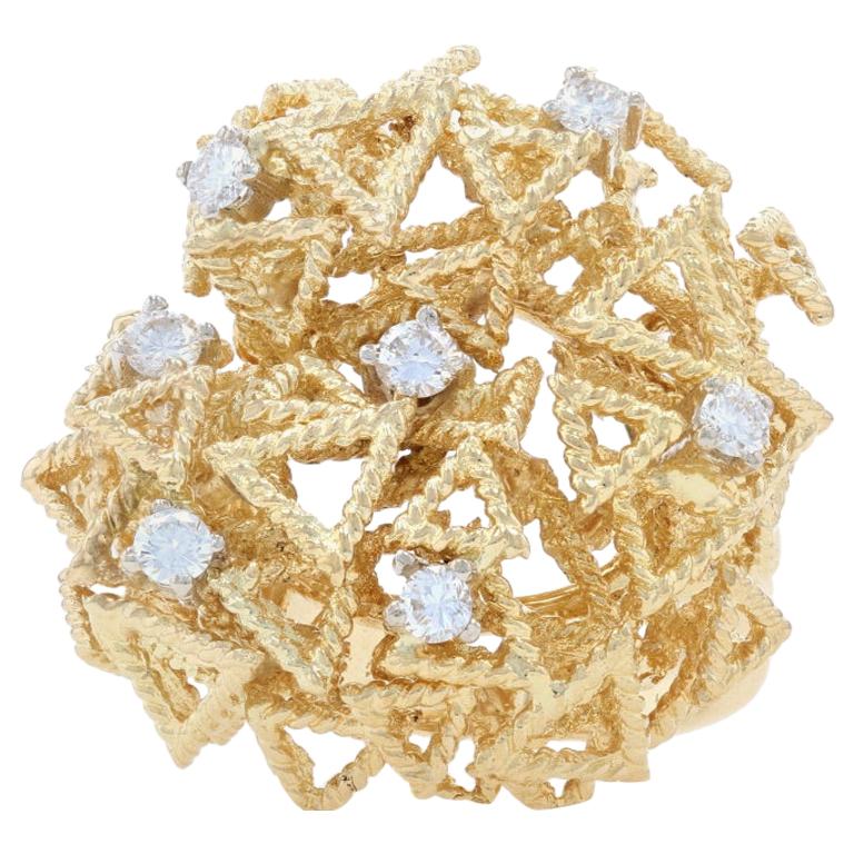 Gold Diamond Cluster Cocktail Ring, 800 Round Brilliant .35 Carat ...