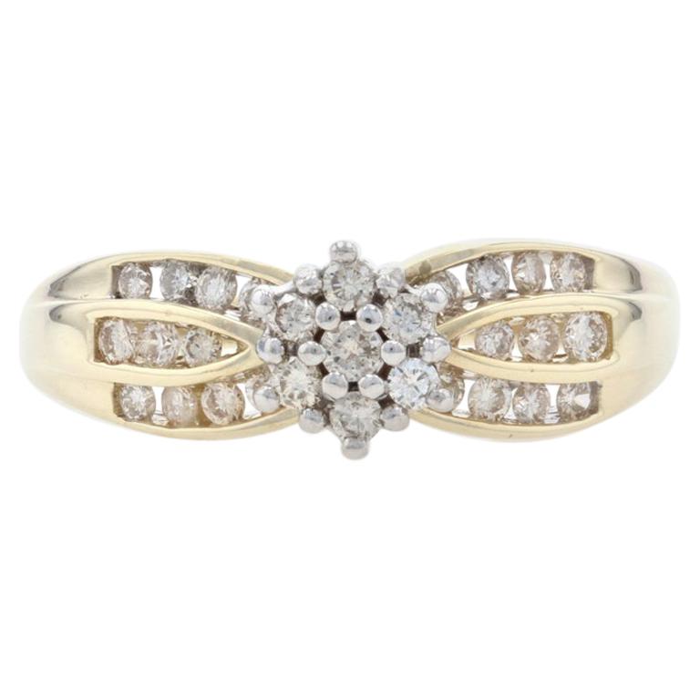 Yellow Gold Diamond Halo Engagement Ring, 10k Round Brilliant Cut ...