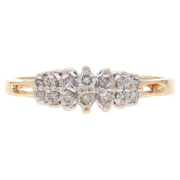 Yellow Gold Diamond Tiered Cluster Band - 10k Single Cut .25ctw Ring ...