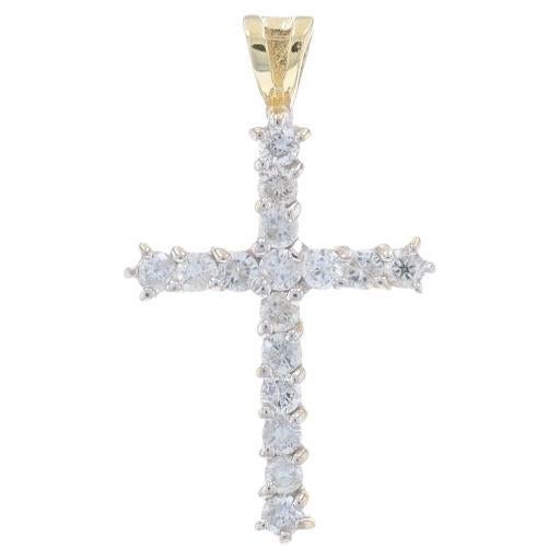 Yellow Gold Diamond Cross Pendant - 10k Round Brilliant .48ctw Faith ...