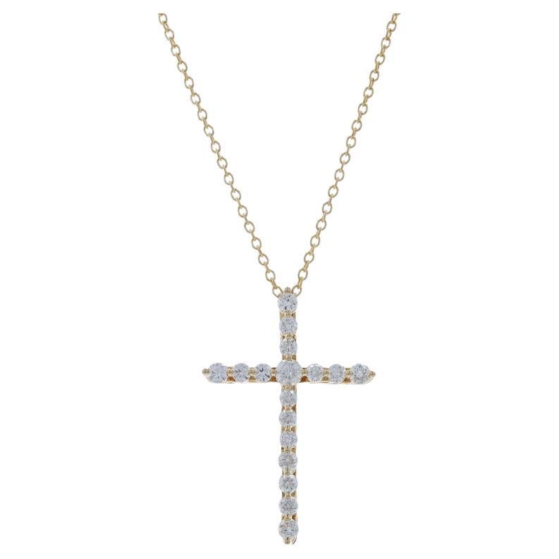 White Gold Diamond Cross Pendant Necklace 18" - 14k Round .38ctw Faith ...