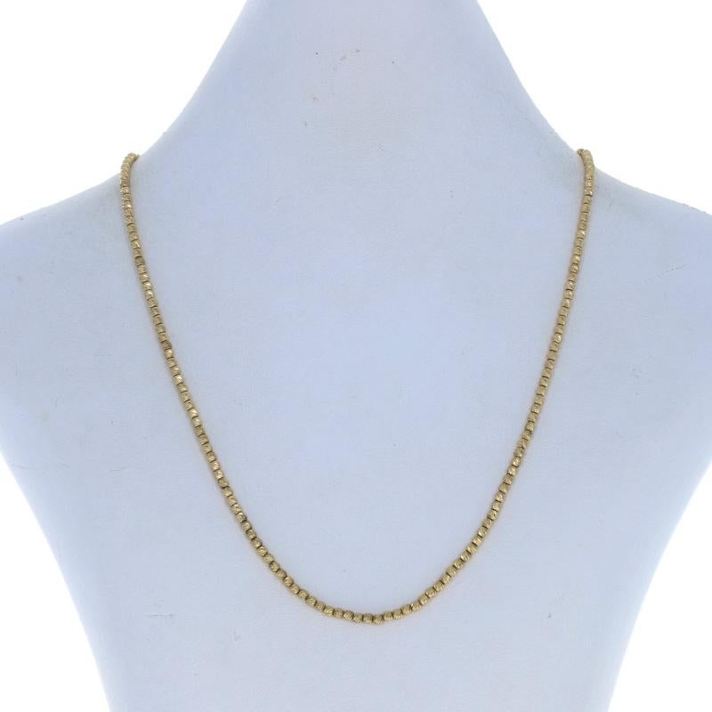 Yellow Gold Diamond Cut Beaded Chain Necklace 17