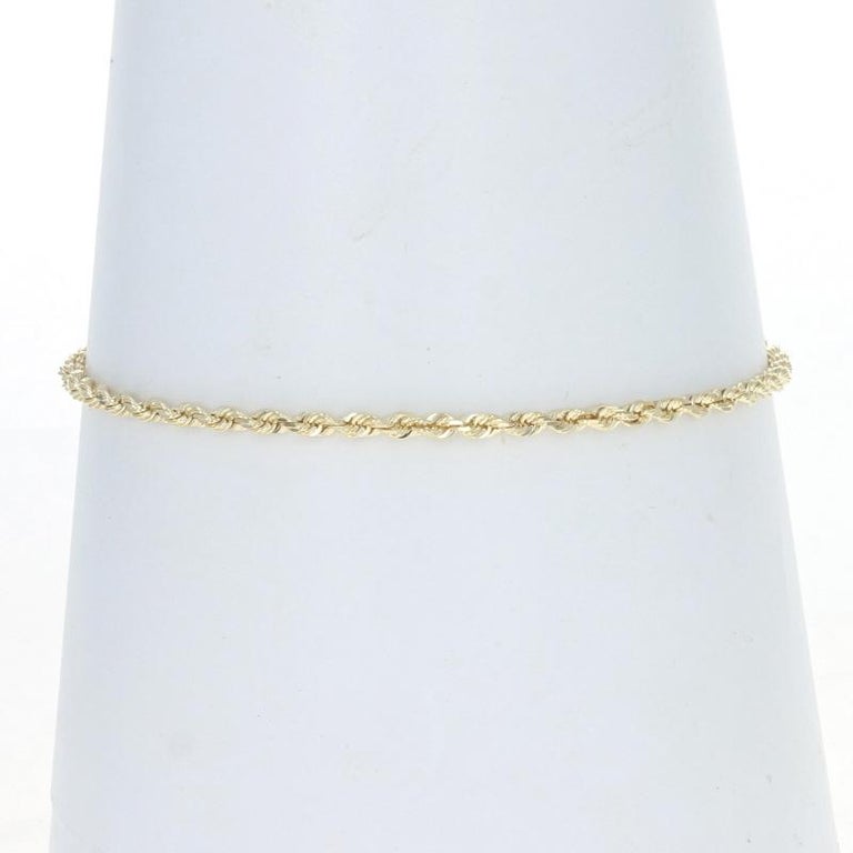 Yellow Gold Diamond Cut Rope Chain Ankle Bracelet, 10k Anklet For Sale ...