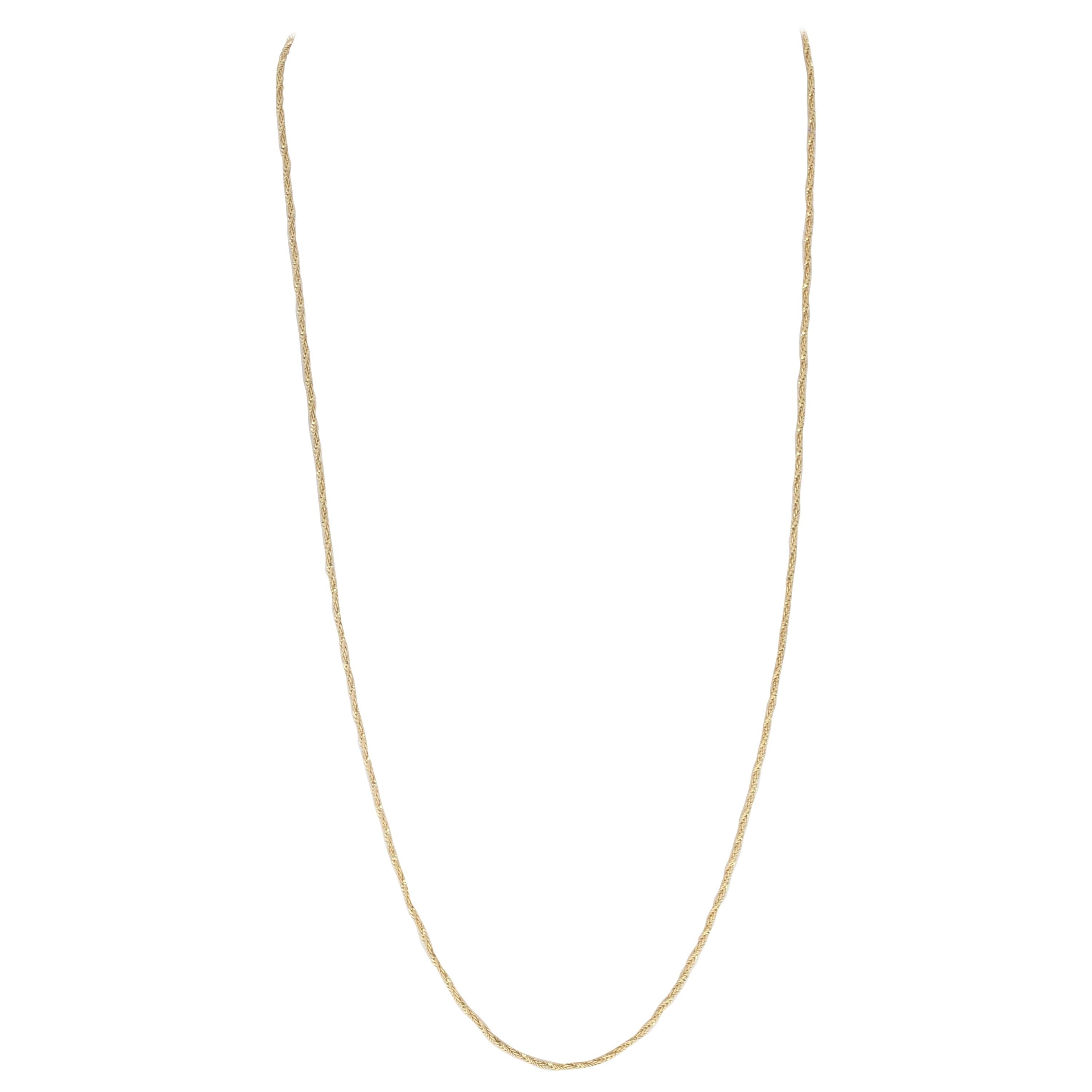 Yellow Gold Diamond Cut Twisted Foxtail Chain Necklace, 14 Karat Italy ...