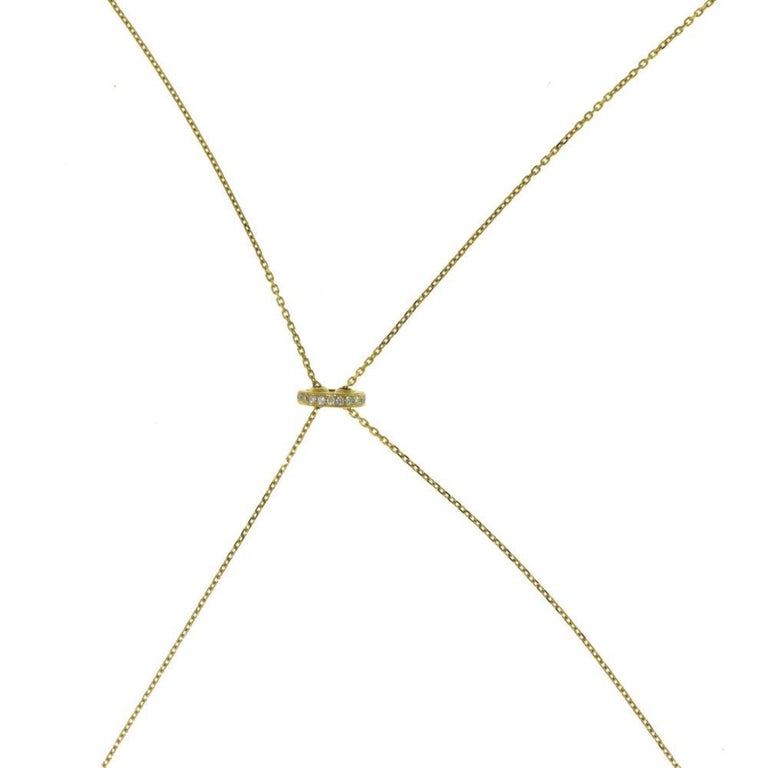 Yellow Gold Diamond Double Lariat Pulley Necklace For Sale at 1stDibs