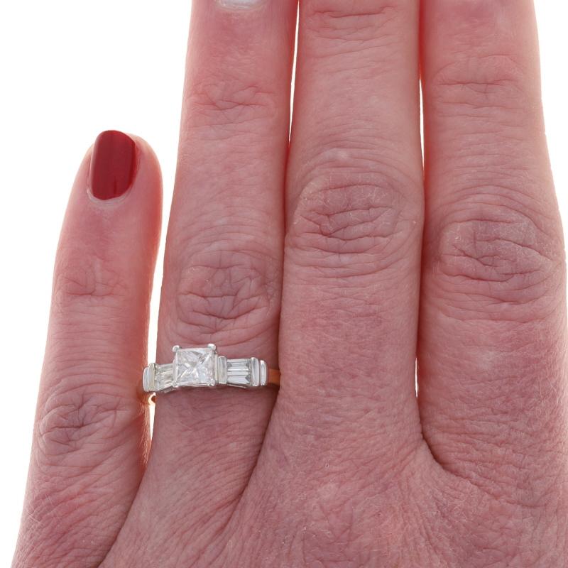 Yellow Gold Diamond Engagement Ring - 14k Princess .98ctw For Sale at ...