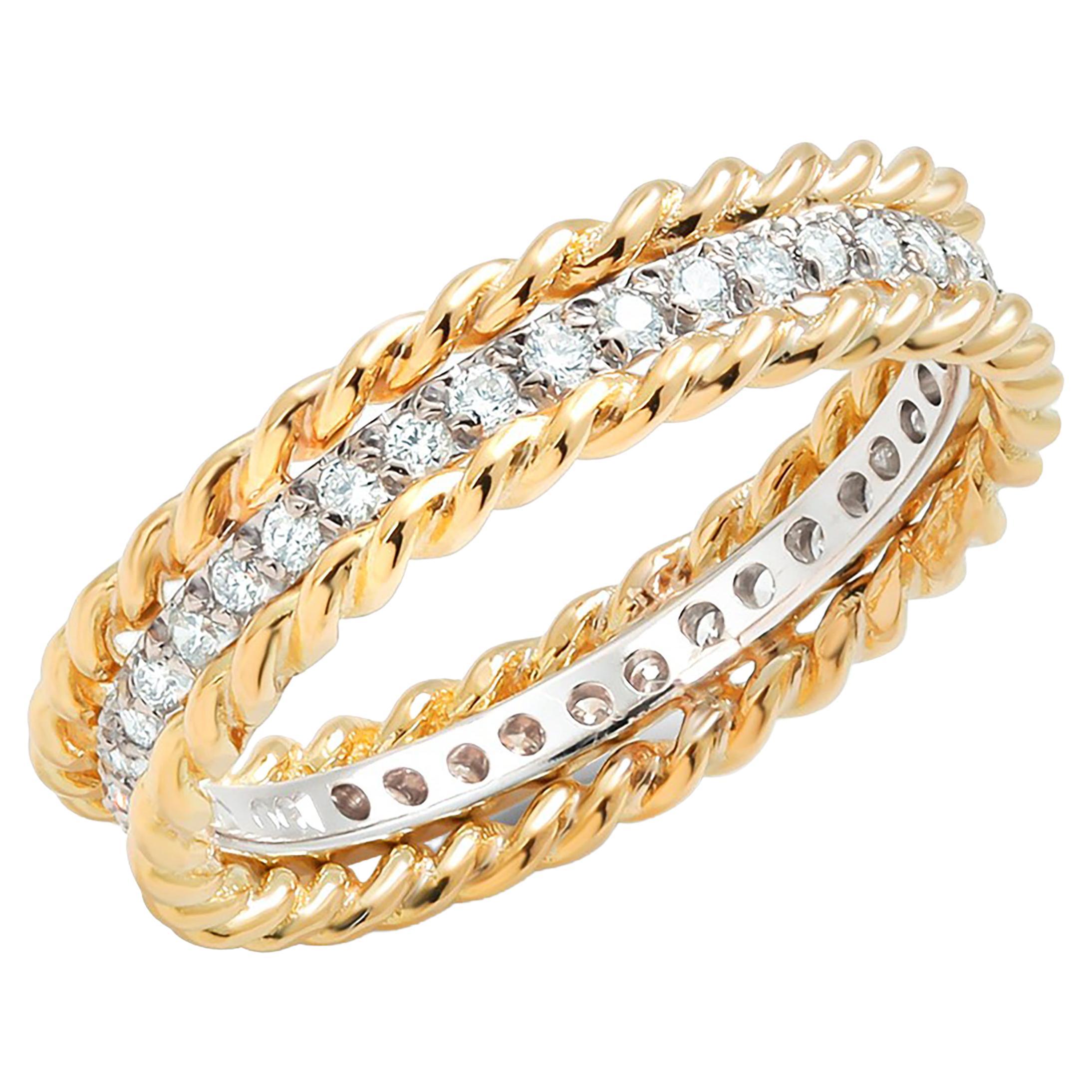 Eighteen Karat Yellow Gold Triangle Diamond Band at 1stDibs