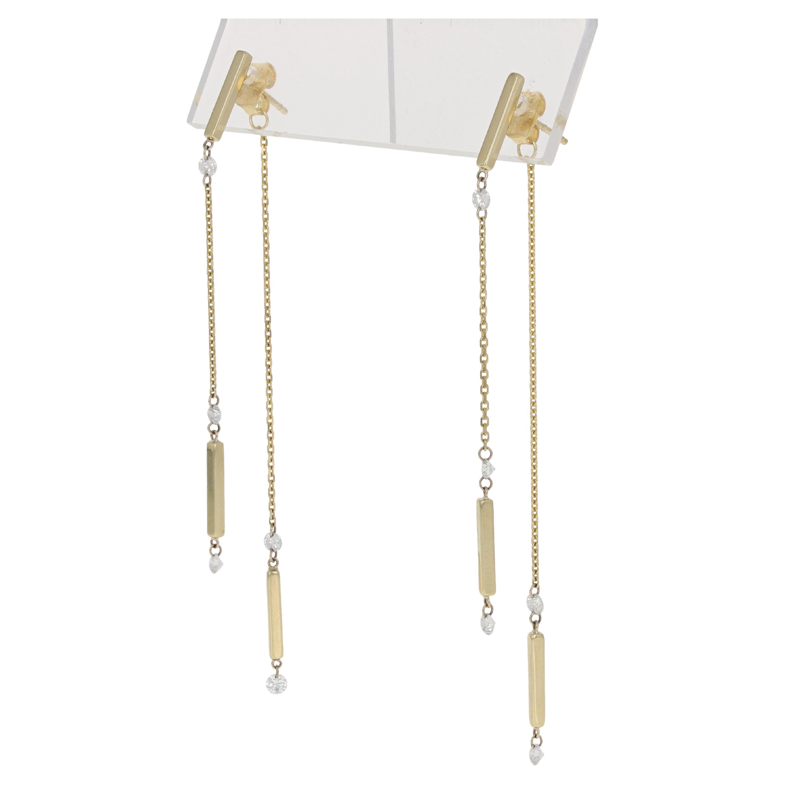 Yellow Gold Diamond J- Hoop Earrings 14k Round Brilliant .50ctw Stripes ...