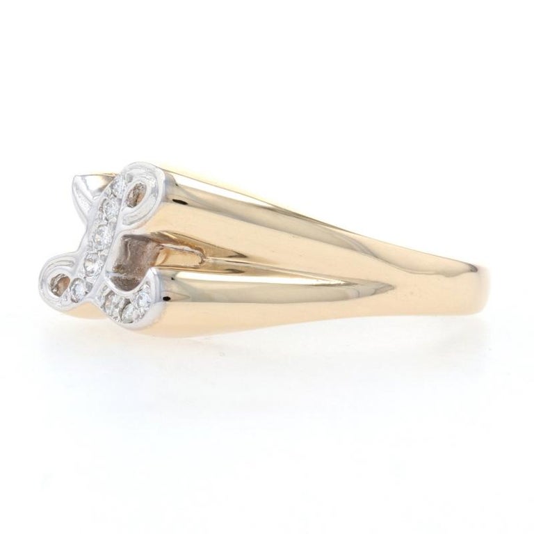 Yellow Gold Diamond Initial L Signet Ring, 14k Script Monogram Letter ...