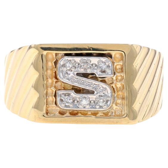 Yellow Gold Men's Engravable Signet Ring - 10k For Sale at 1stDibs