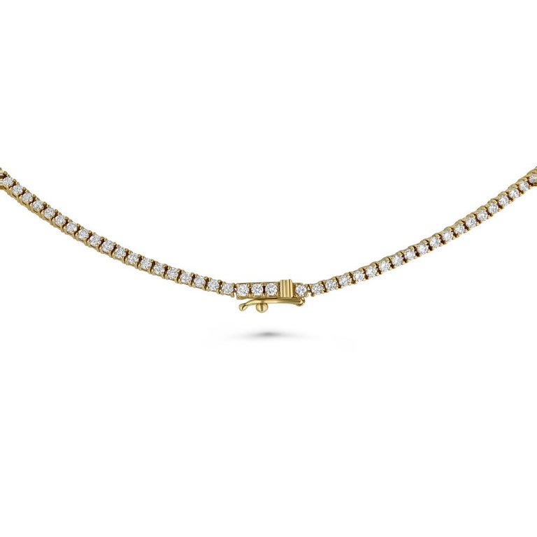 Yellow Gold Diamond Line Necklace For Sale at 1stDibs