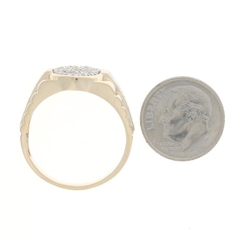 Yellow Gold Diamond Men's Ring - 10k Single Cut .50ctw Nugget Ribbed ...