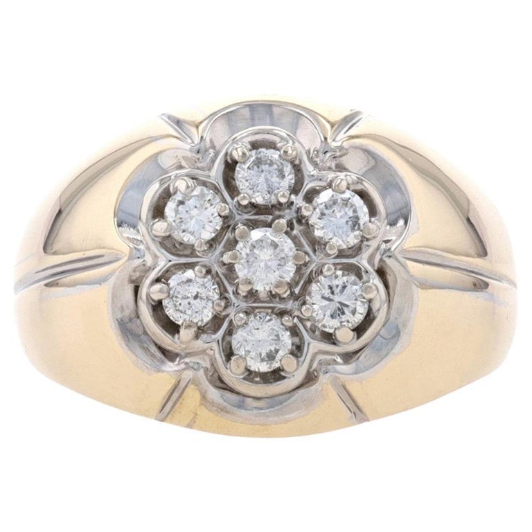 Yellow Gold Diamond Men''s Ring 14k Round Brilliant .50ctw Cluster For ...