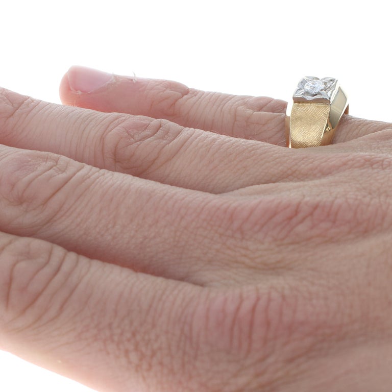 Yellow Gold Diamond Men's Ring, 14k Round Brilliant Cut .25ct For Sale ...