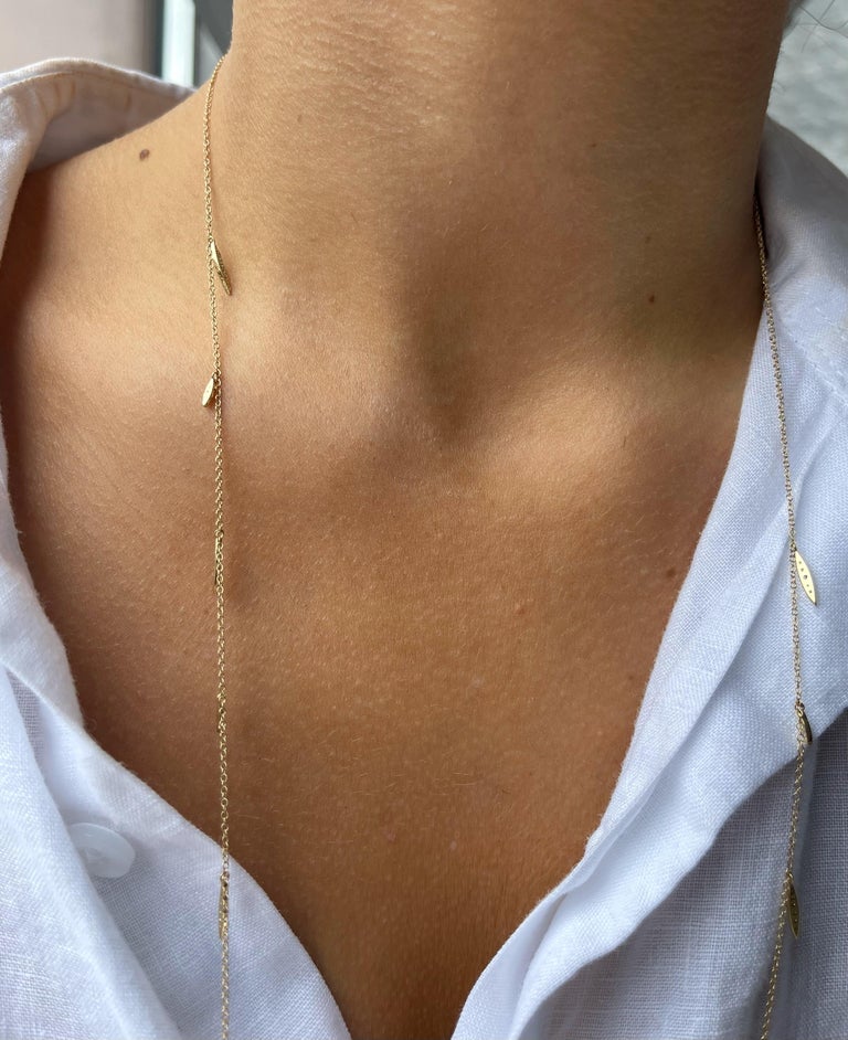 Yellow Gold Diamond Multi-Leaf Long Chain For Sale at 1stDibs