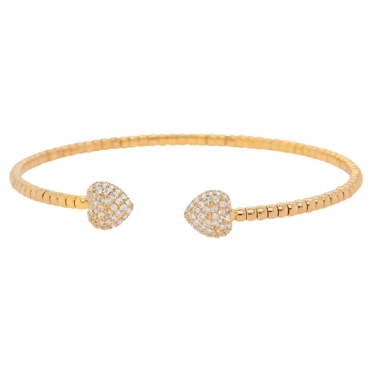 18 Karat Gold Rose Gold Diamonds Pave Fashion Open Cuff Bangle Bracelet ...