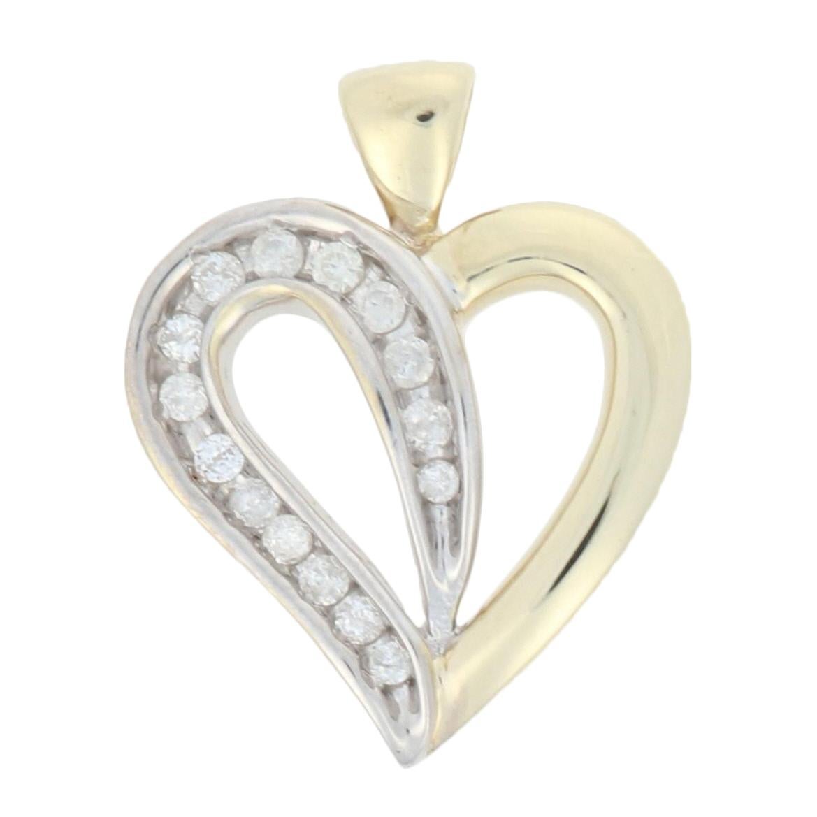 22 Karat Yellow Gold Sparkling Diamond Cut Heart Pendant For Sale at ...