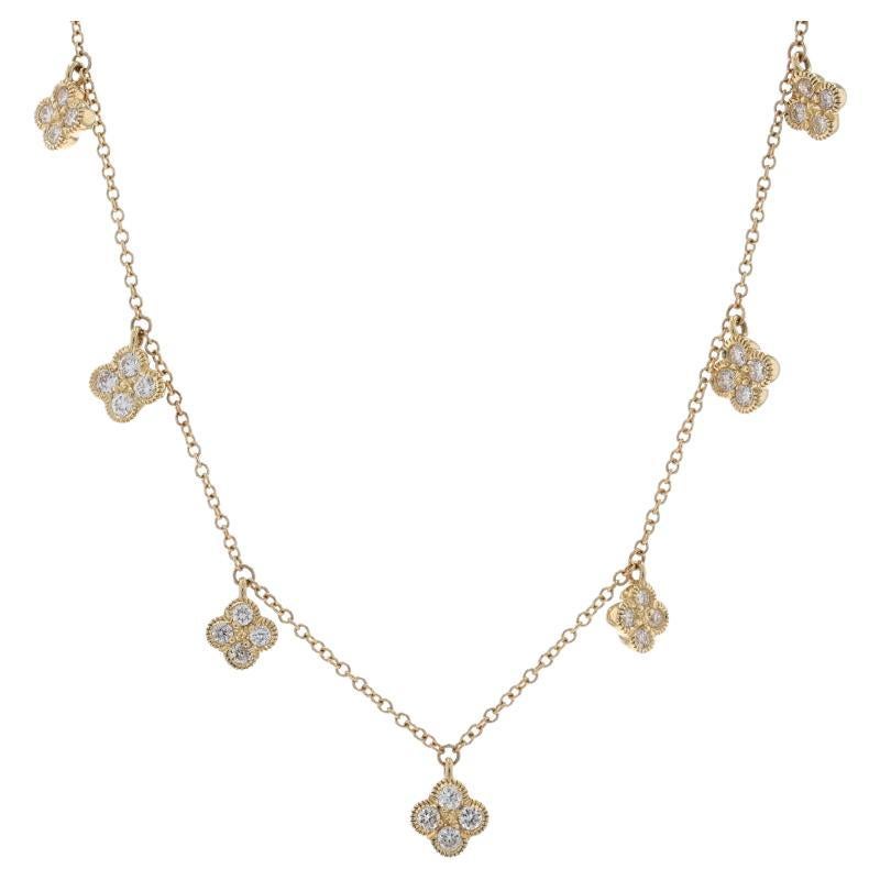Yellow Gold Diamond Quatrefoil Dangle Necklace 14k Rnd .43ctw Flowers ...