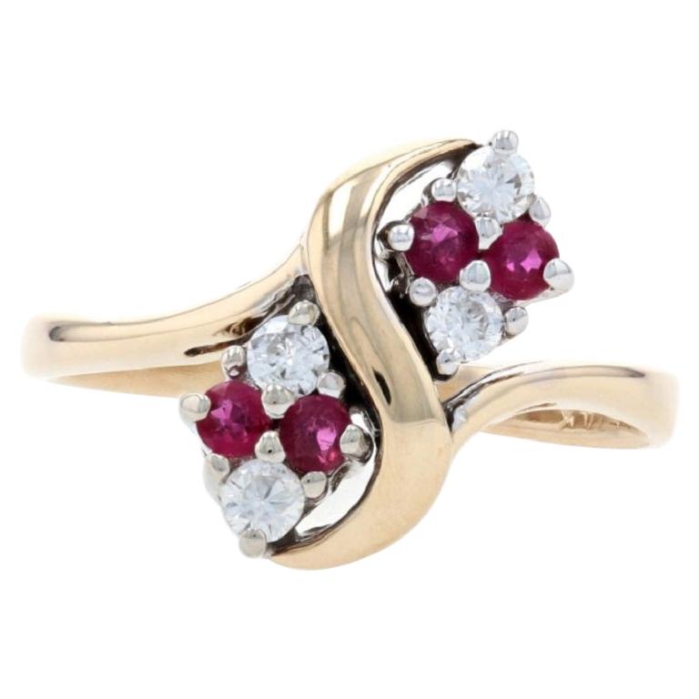 Yellow Gold Diamond Waterfall Cluster Bypass Ring, 14k Round Brilliant Cut .25c For Sale at 1stDibs