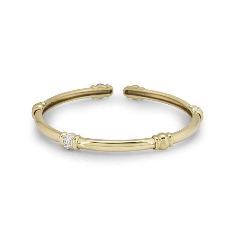 Yellow Gold Diamond Set Torque Bangle For Sale at 1stDibs