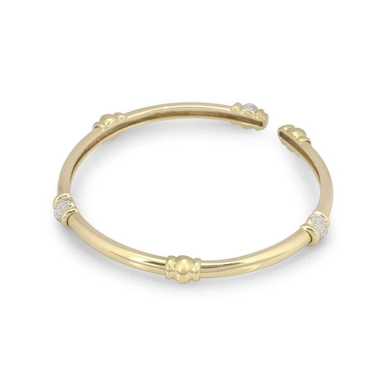 Yellow Gold Diamond Set Torque Bangle For Sale at 1stDibs