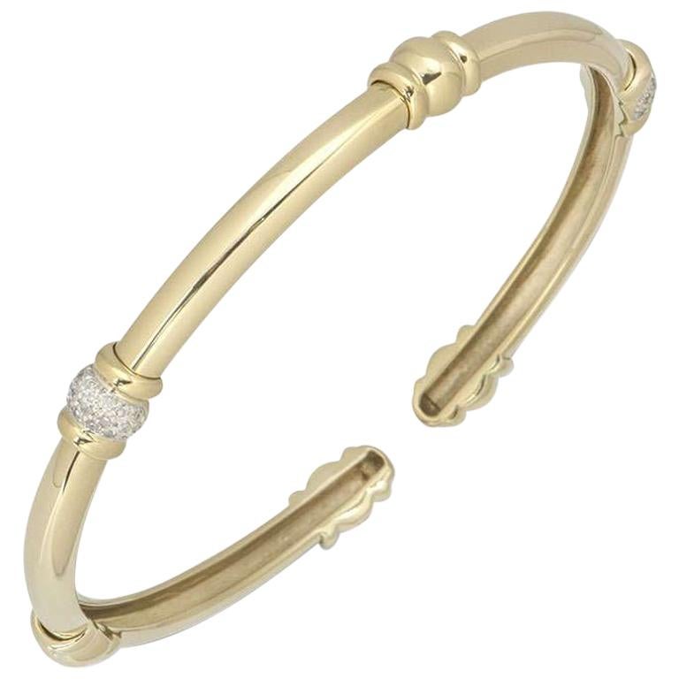 Yellow Gold Diamond Set Torque Bangle at 1stDibs