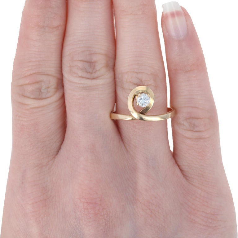 Yellow Gold Diamond Solitaire Ring, 14k Round Brilliant Cut .33ct Twist ...