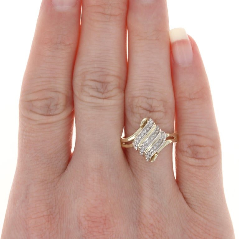 Yellow Gold Diamond Swirl Bypass Ring, 10k Single Cut .10ctw For Sale ...
