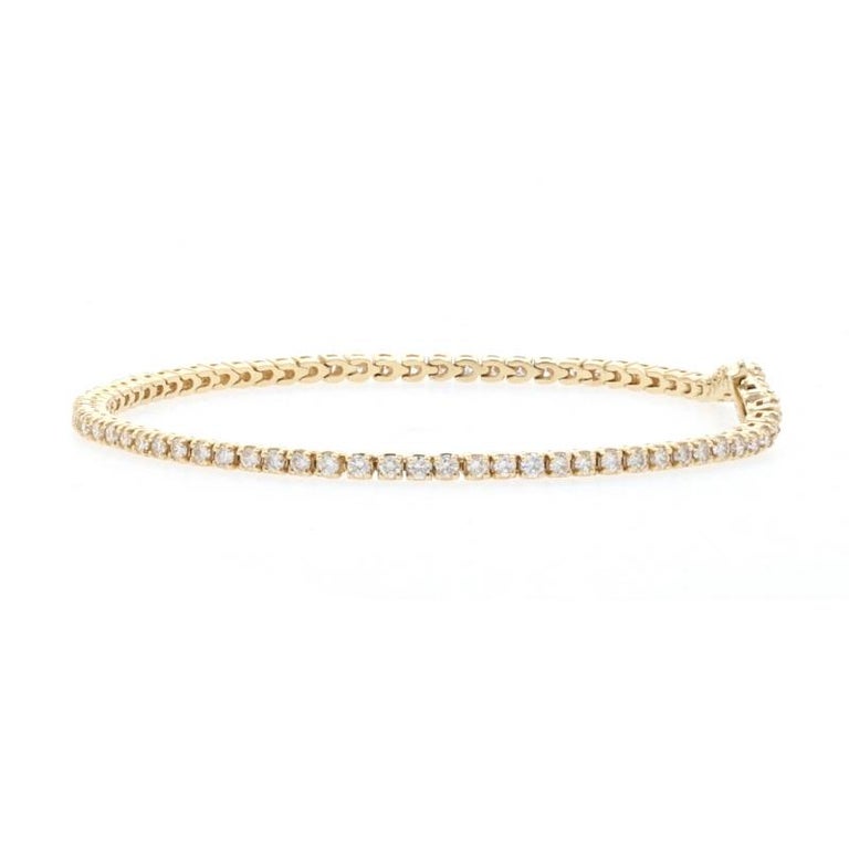 Yellow Gold Diamond Tennis Bracelet, 14k Round Brilliant Cut 2.00ctw For Sale at 1stDibs